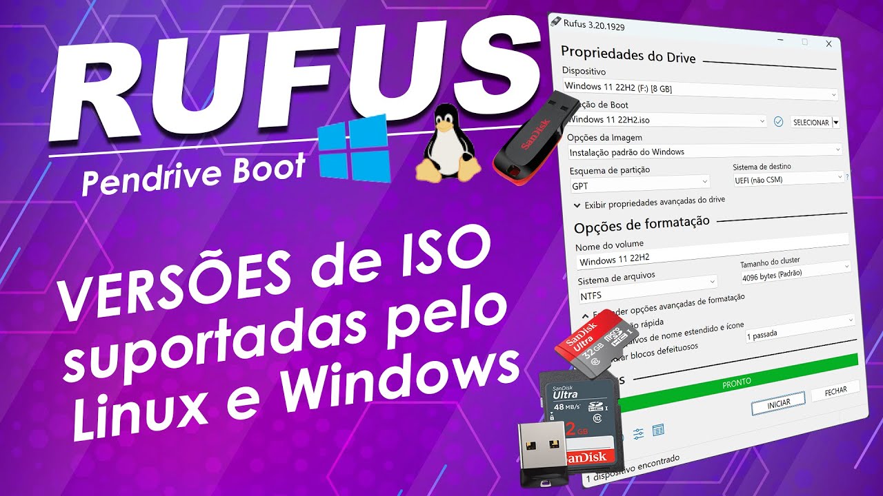 7. RUFUS/PenDriveBoot: VERSÕES de ISO dos sistemas operacionais ...