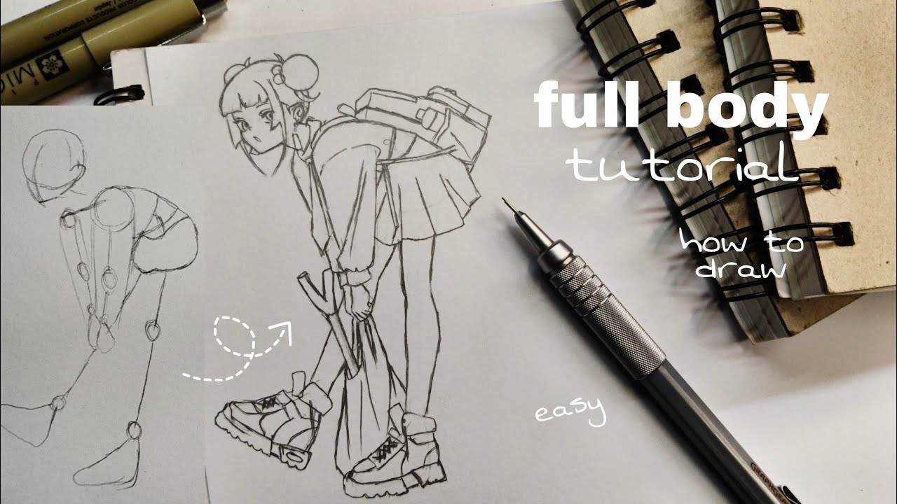 full body tutorial easy in different pose | how to draw anime ...