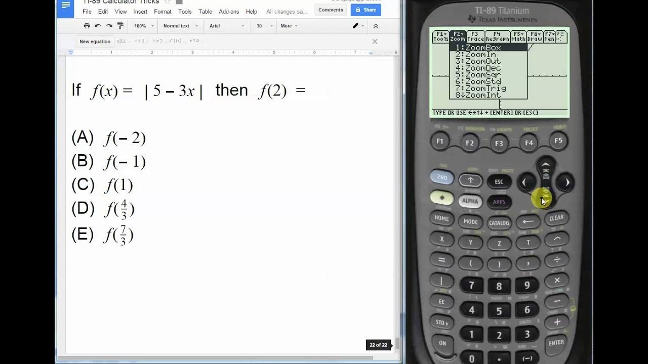 Trace on TI 89 Titanium Calculator - YouTube