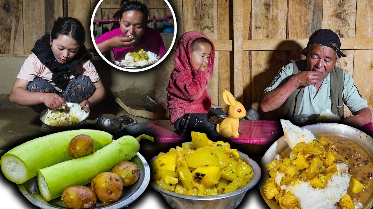 #LAUKA Gourd & Potatos mix Recipe || gourd vegetable recipe with Rice ...