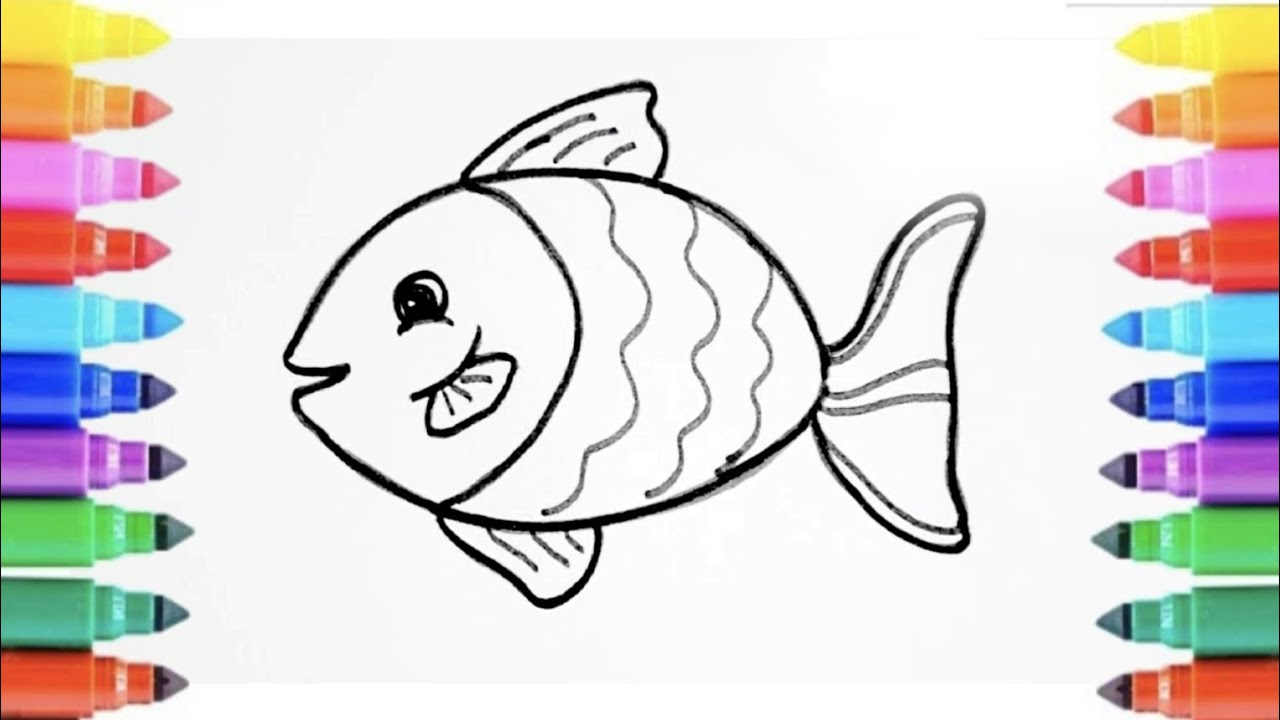 HOW TO DRAW A FISH EASY 🐠 ️I WATERCOLOUR PAINTING FOR KIDS AND TODDLERS ...