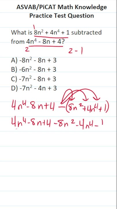Subtracting Polynomials and Combining Like Terms: ASVAB/PiCAT Math ...