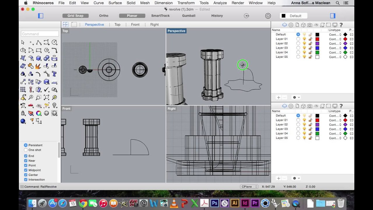 TRS3D - Rhinoceros 3D Rail Revolve - YouTube