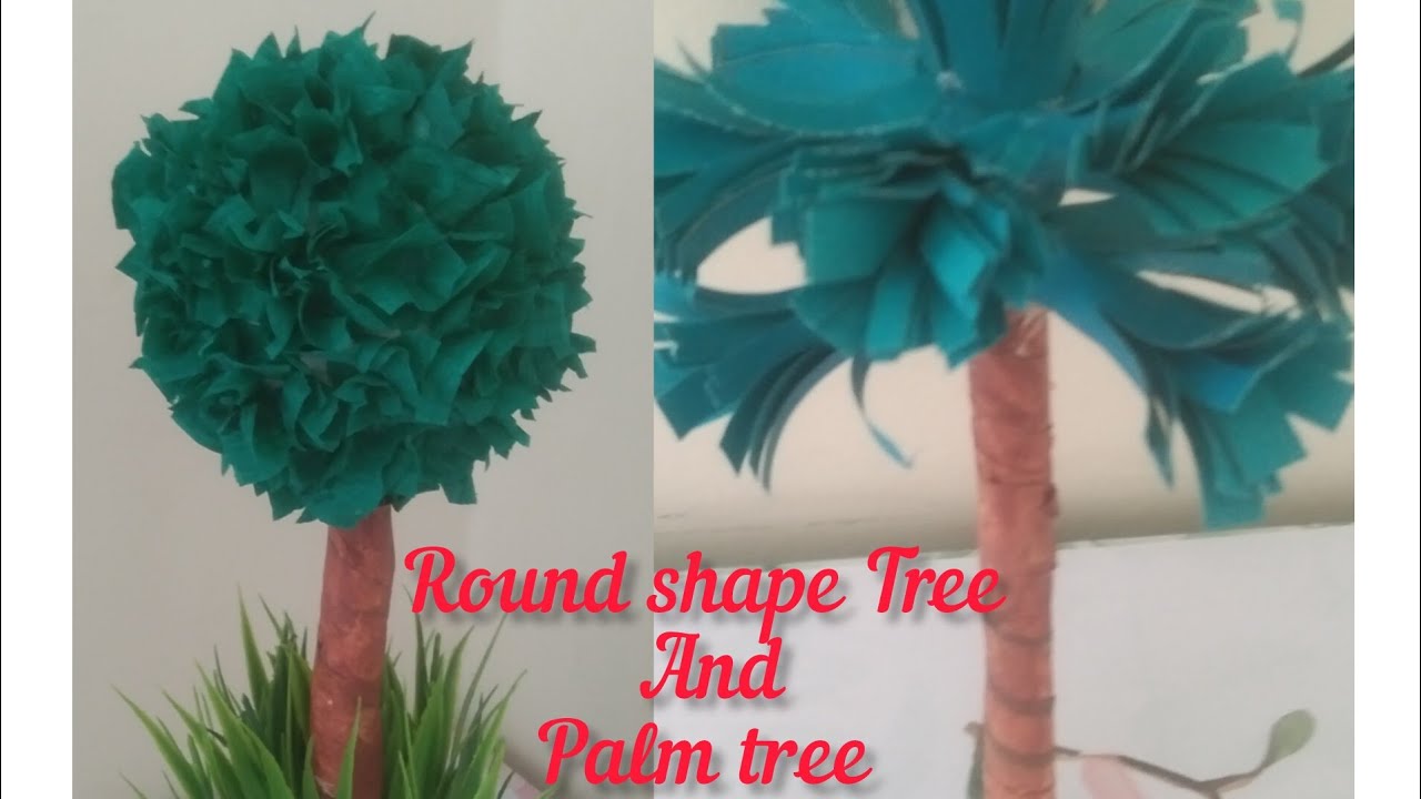 DIY Round shape Tree and Palm tree making with papers for school ...