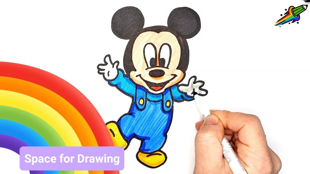 How to Draw Cute Baby Mickey Mouse - Easy Step by Step - YouTube