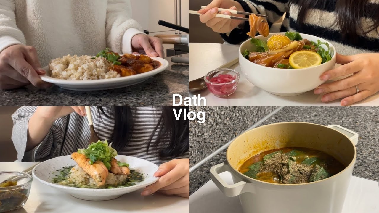 Vlog︱쌀쌀한 날씨엔 뜨끈한 순살감자탕🍲 불없이 연어장 만들어서 덮밥 해먹고 새로운 커피머신 언박싱하는 주부 일상︱칠리새우