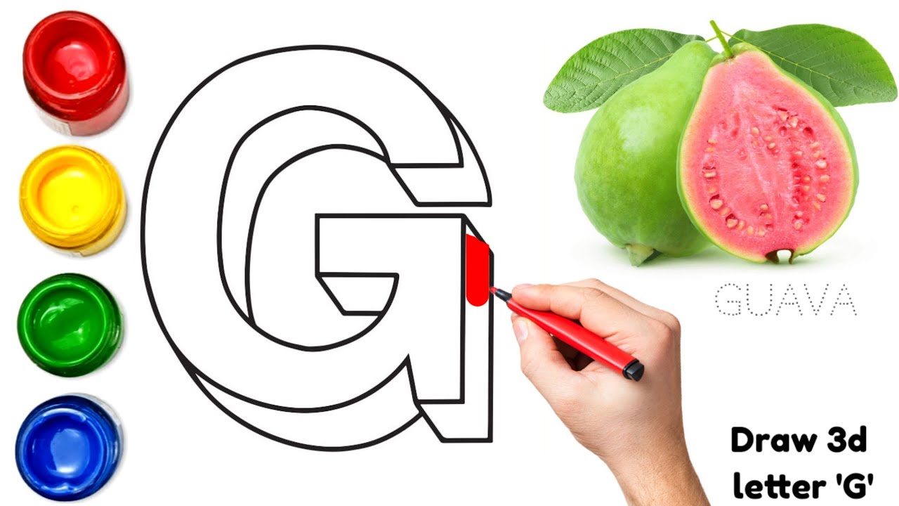 3d Letter Drawing G || Learn letter G || How to draw letter G || G For ...