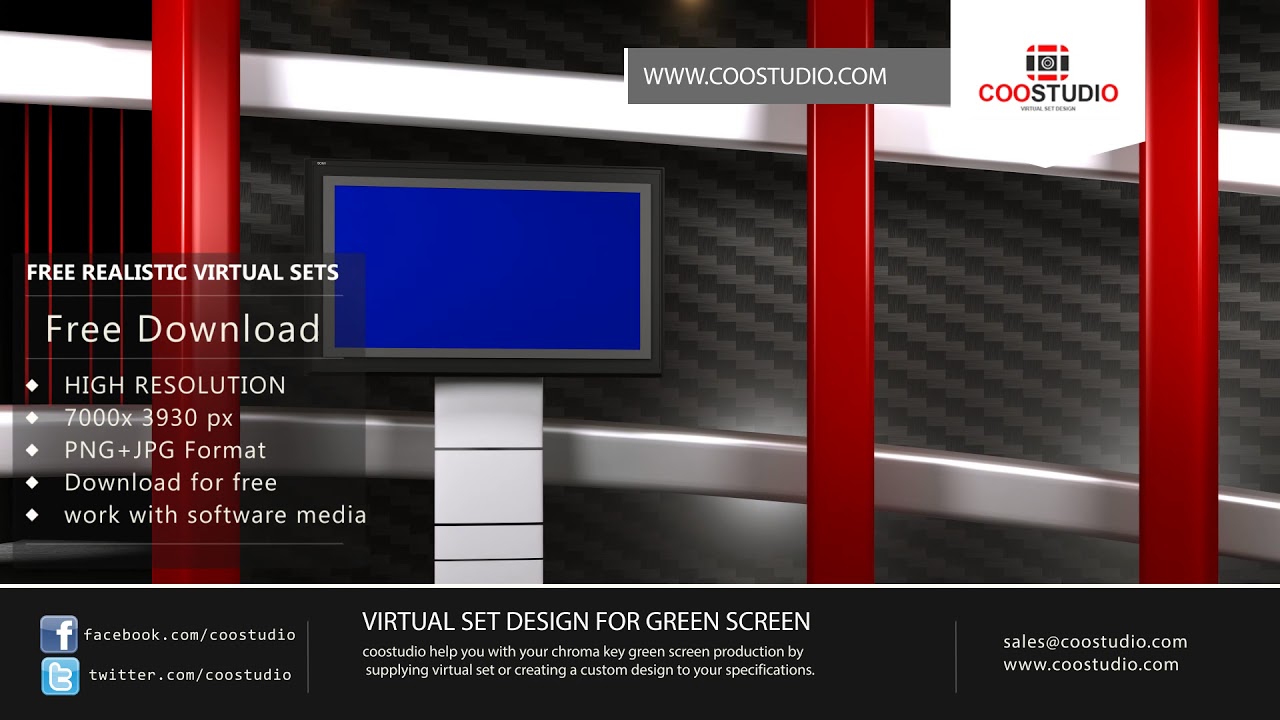 Free realistic virtual sets - YouTube