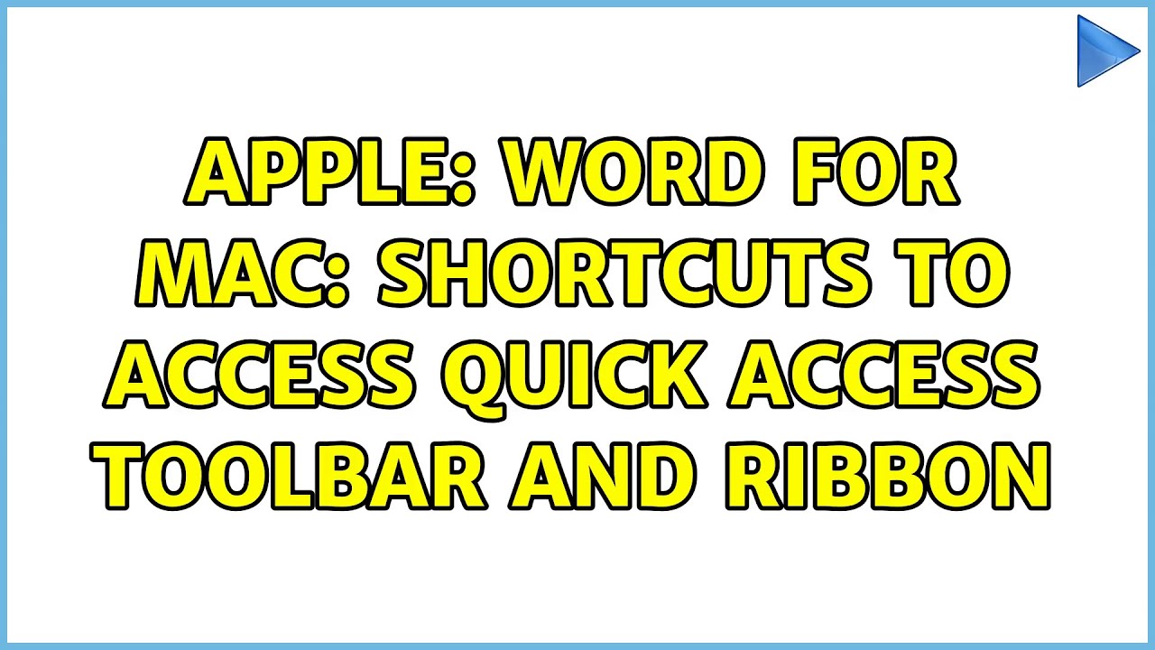 Apple: Word for mac: shortcuts to access Quick Access Toolbar and ...