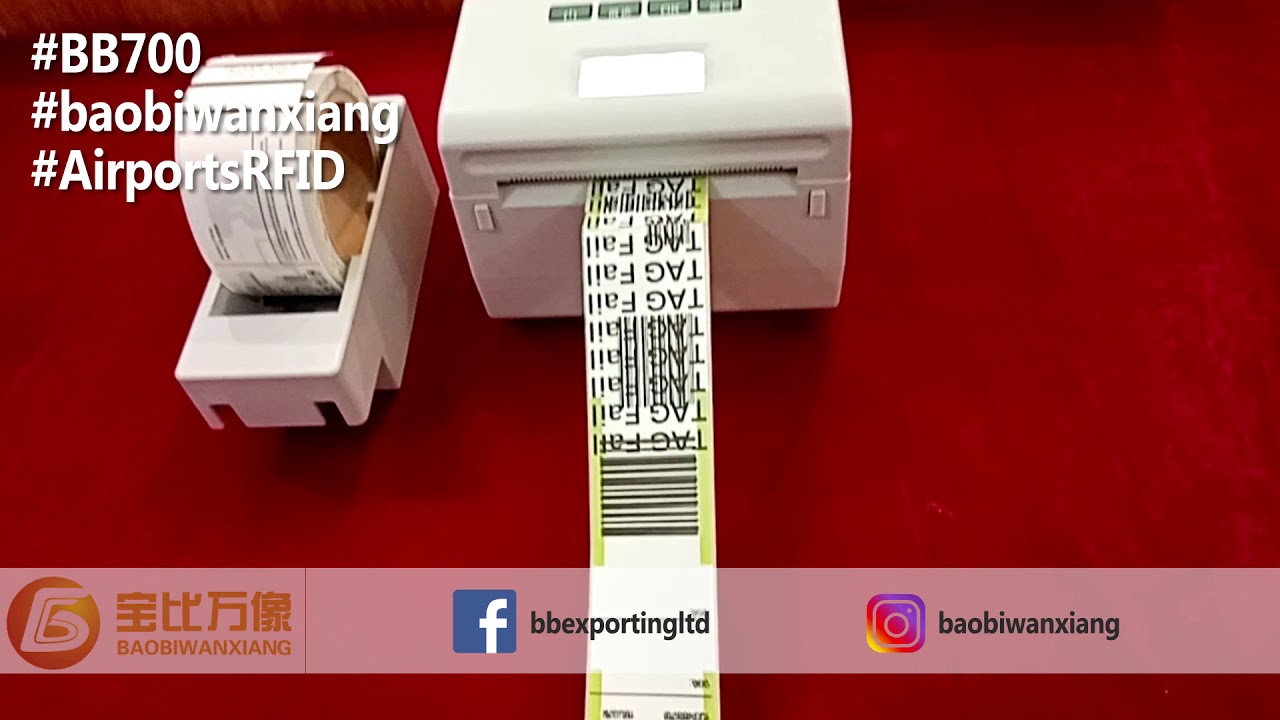 Airports RFID Baggage Tag Printer BB700 - YouTube