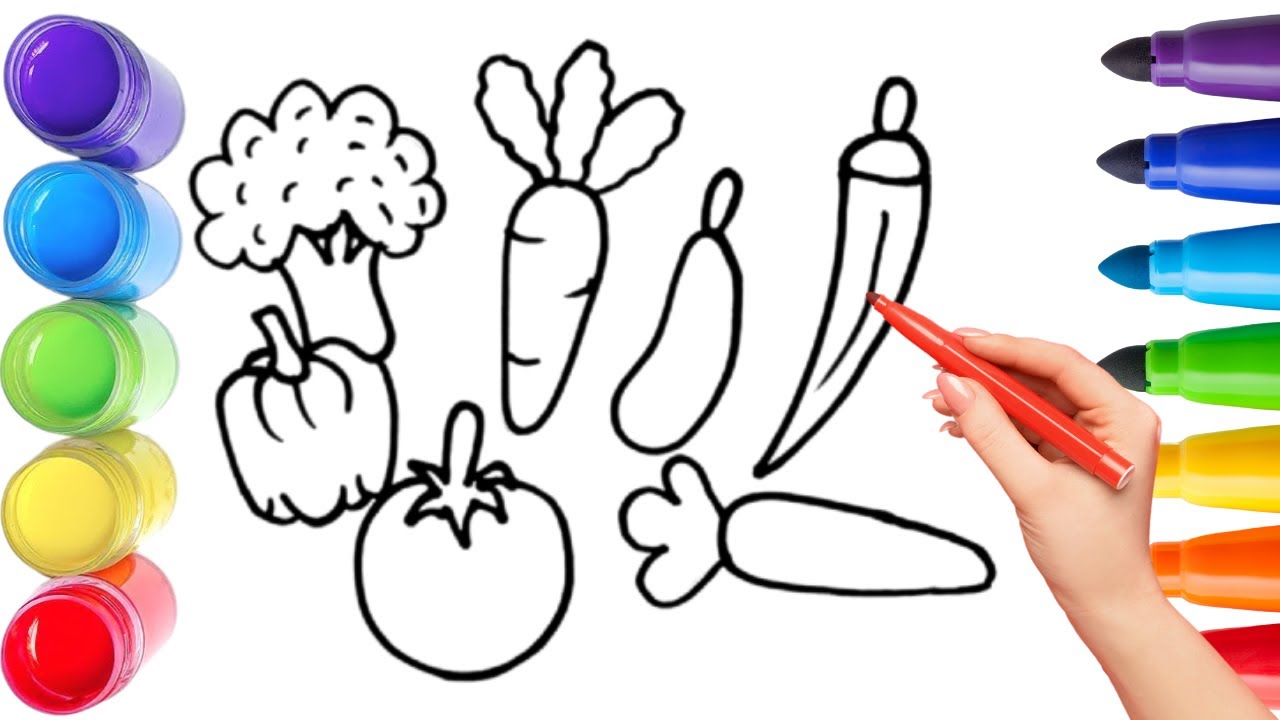 How To Draw cute vegetable Drawing, Painting & Coloring For Kids and ...