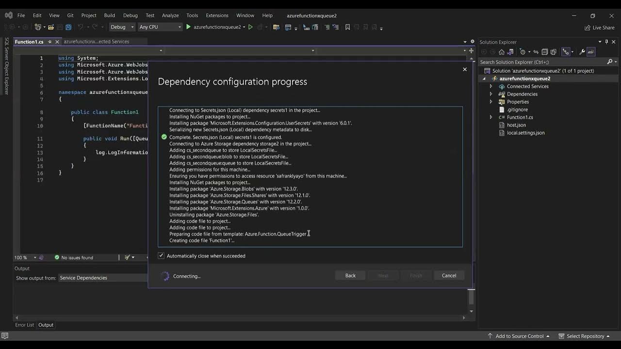 How to setup a Simple Queue Trigger Function from Visual Studio - YouTube
