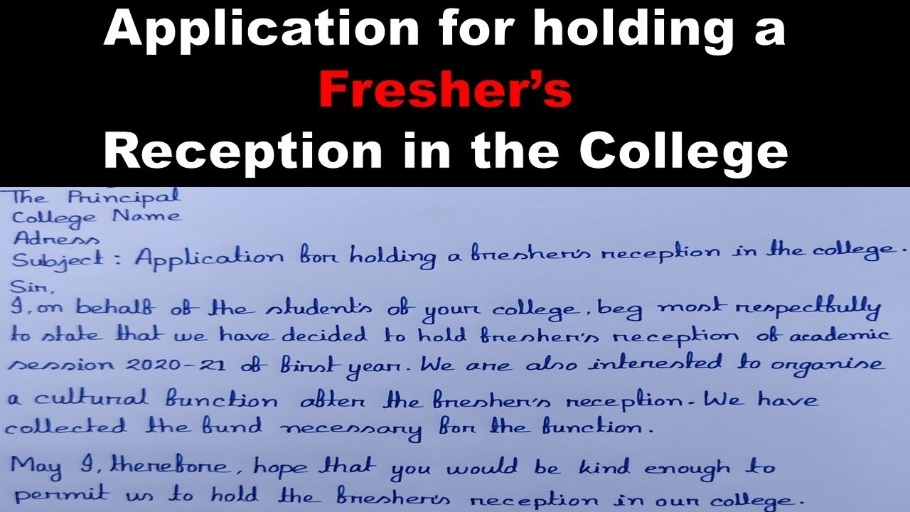 Freshers Reception in the College//Application for holding a freshers ...