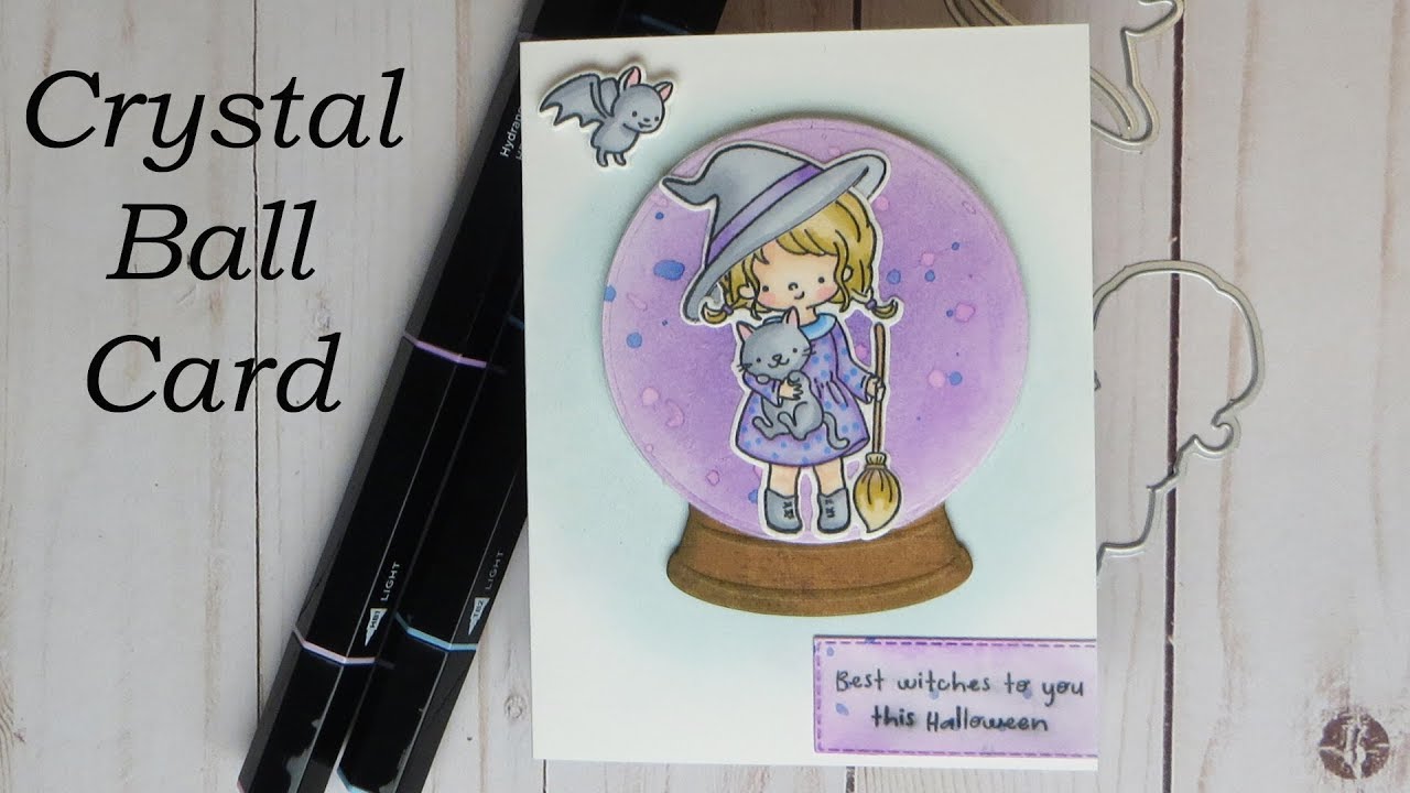 Crystal Ball Halloween Card | Hello Bluebird Stamps | Spectrum Noir Ink ...