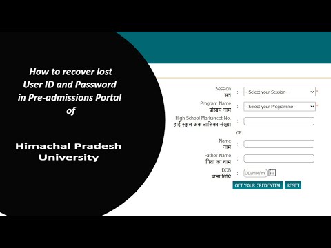 How to recover lost User ID and Password in Pre-admissions portal of ...
