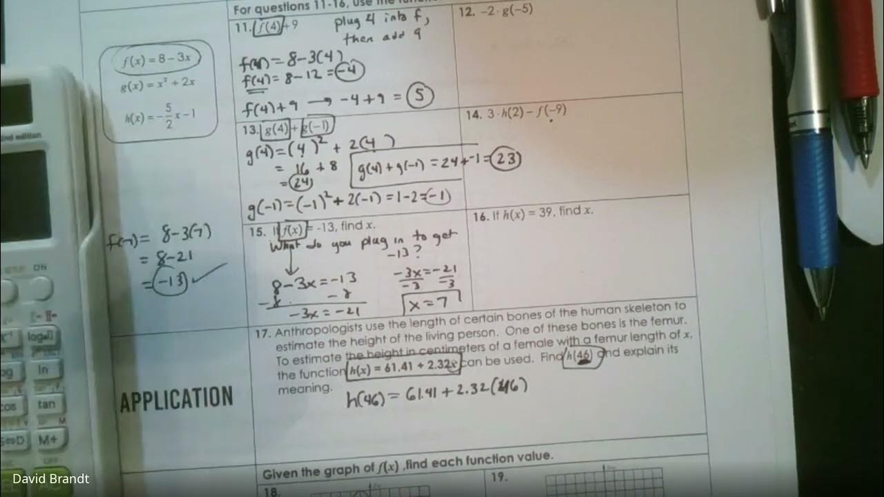 Algebra 1 Unit 4 3 Function Notation Pt 3 Page 33 UNFROZEN - YouTube