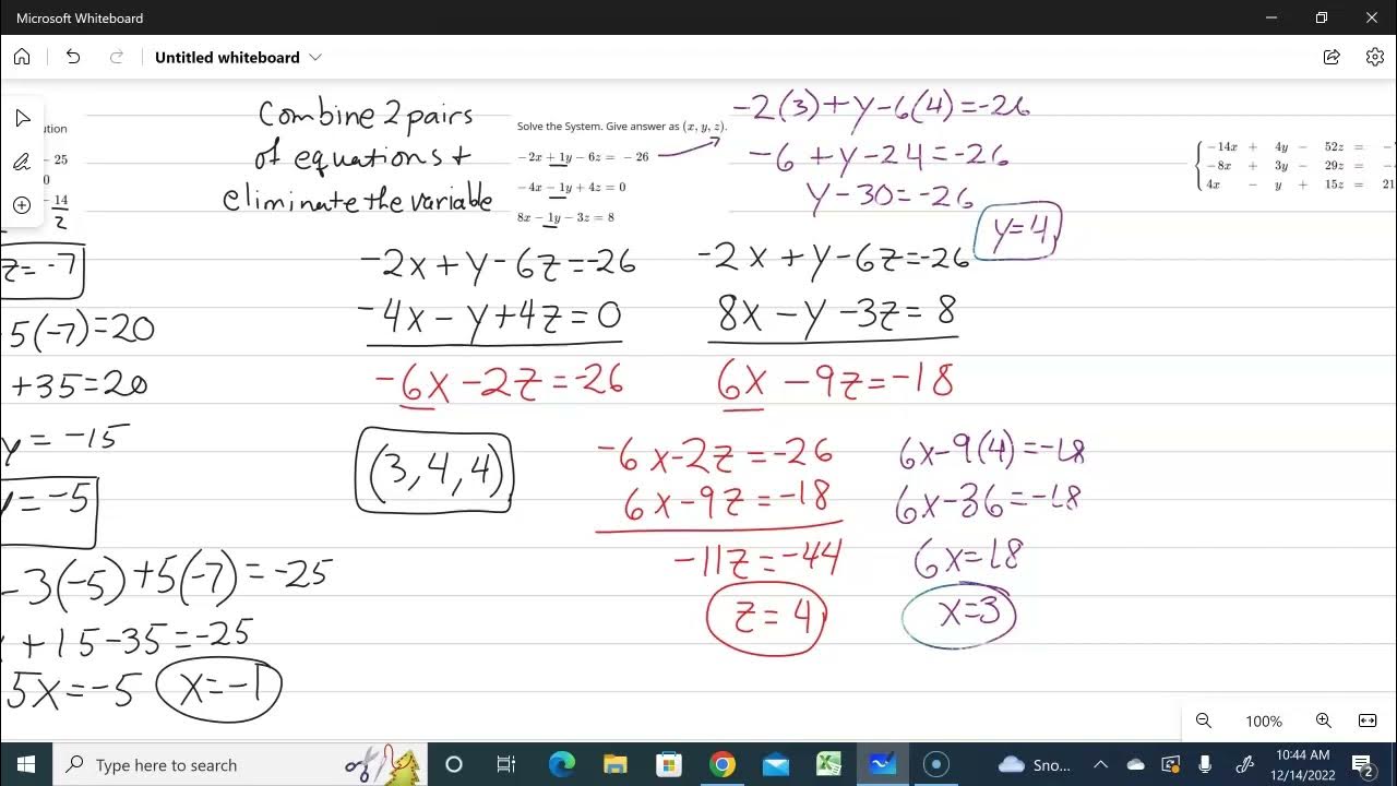 6.3 Multivariable Linear Systems of Equations - YouTube