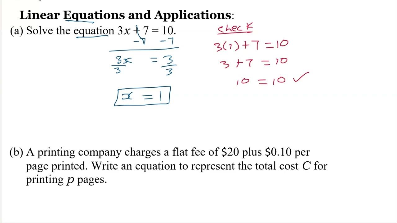 Linear Equations and Applications - YouTube