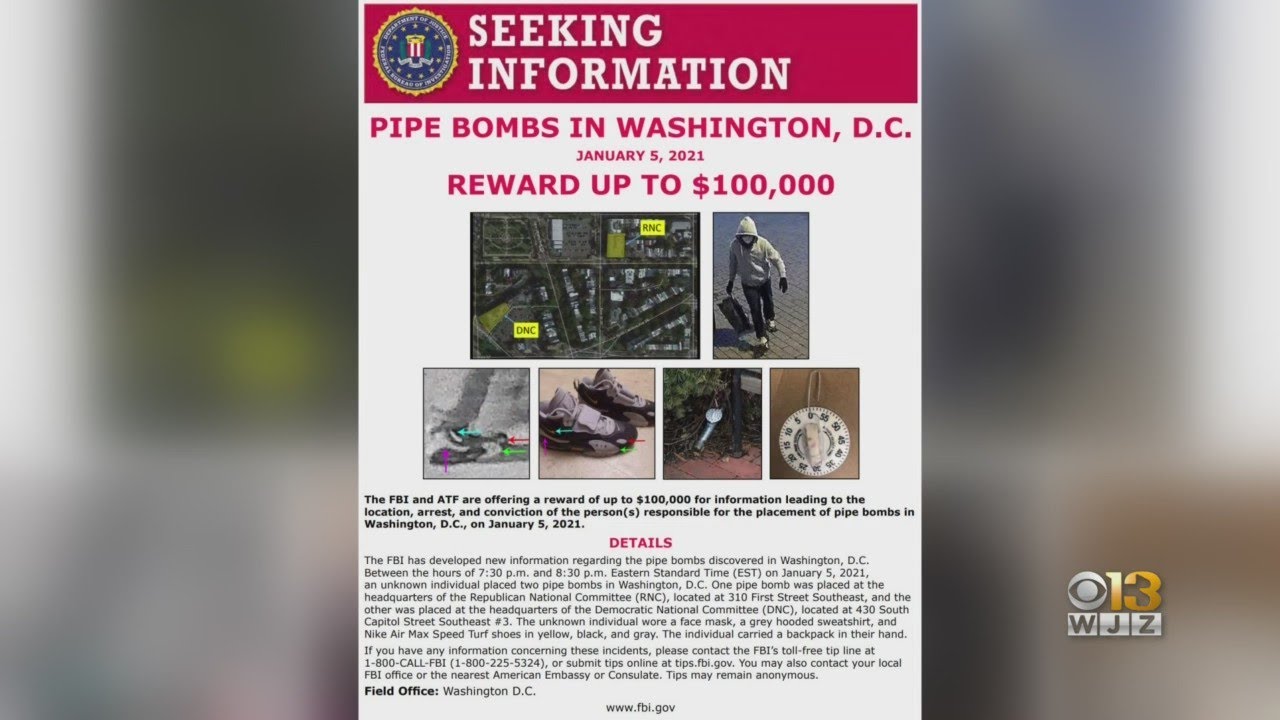 Reward Increased To To $100K For Info About Suspect With Pipe Bombs On ...