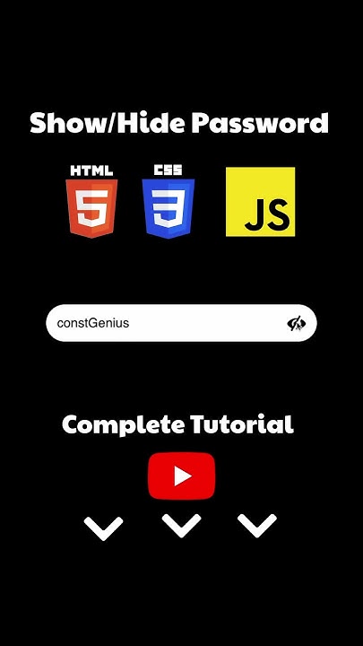 Hide and Show Password Using HTML CSS JavaScript | Password Toggle with JavaScript #shorts - YouTube