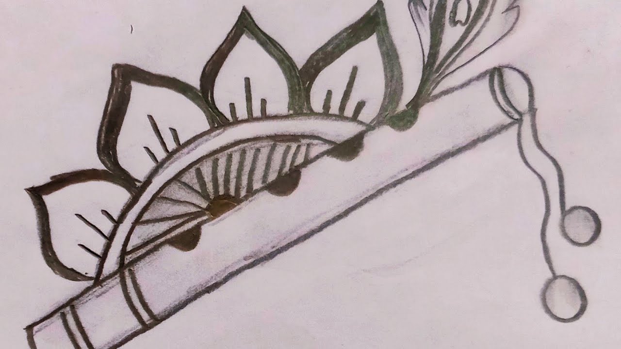 How to draw Flute of Krishna 🤍Bansuri drawing - YouTube