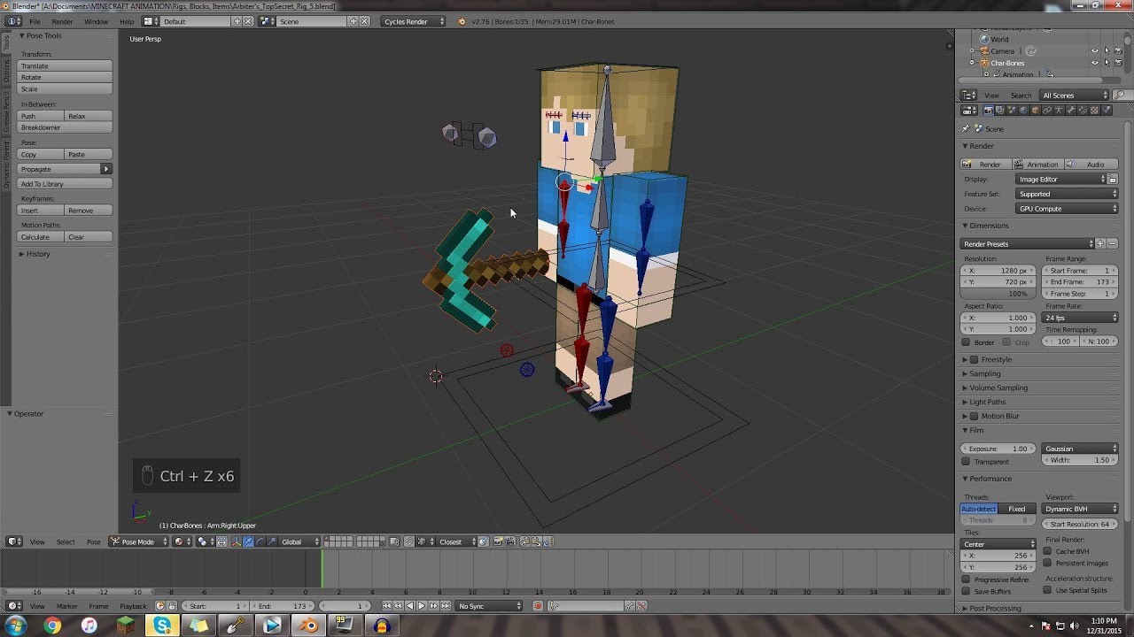 Holding Items - Minecraft Animation Tips #3 (Blender) - YouTube