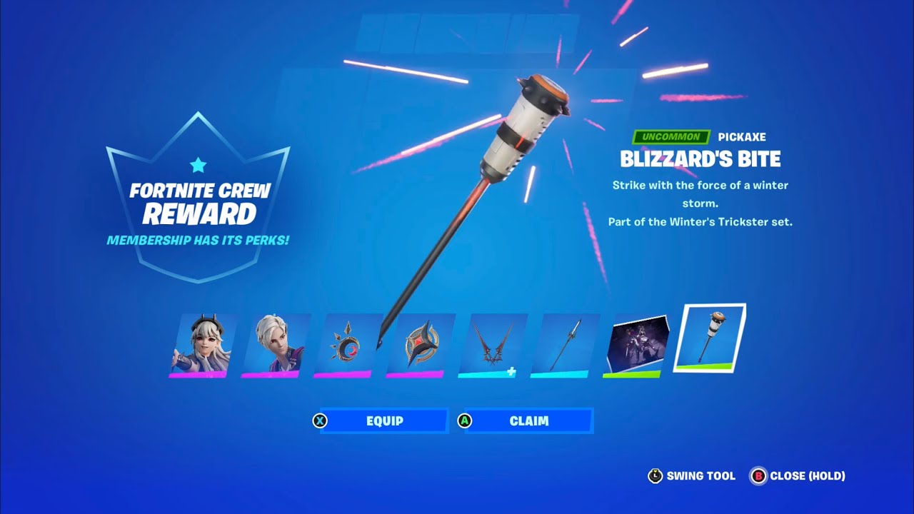 *NEW* BLIZZARD’S BITE PICKAXE!! (FORTNITE CREW EXCLUSIVE) - YouTube