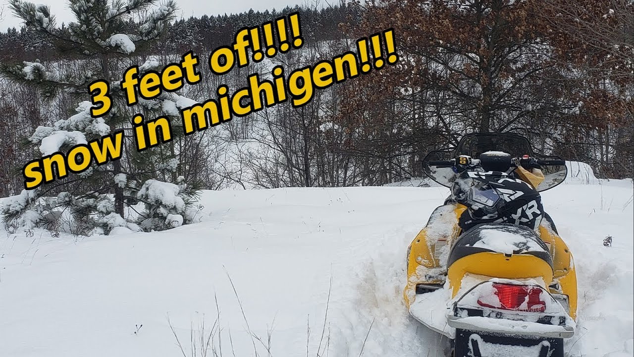 3 feet of snow in Michigan Prudenville!! on the power lines skidoo600 ...