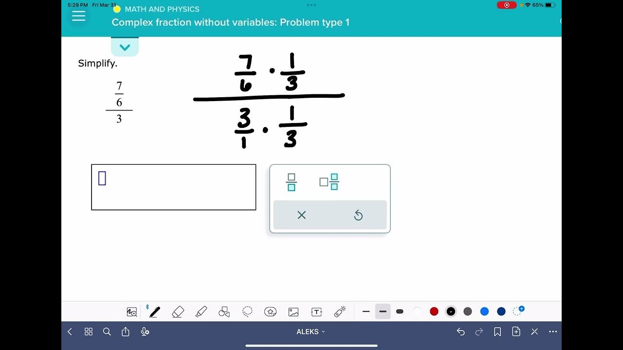 ALEKS: Complex fraction without variables: Problem type 1 - YouTube