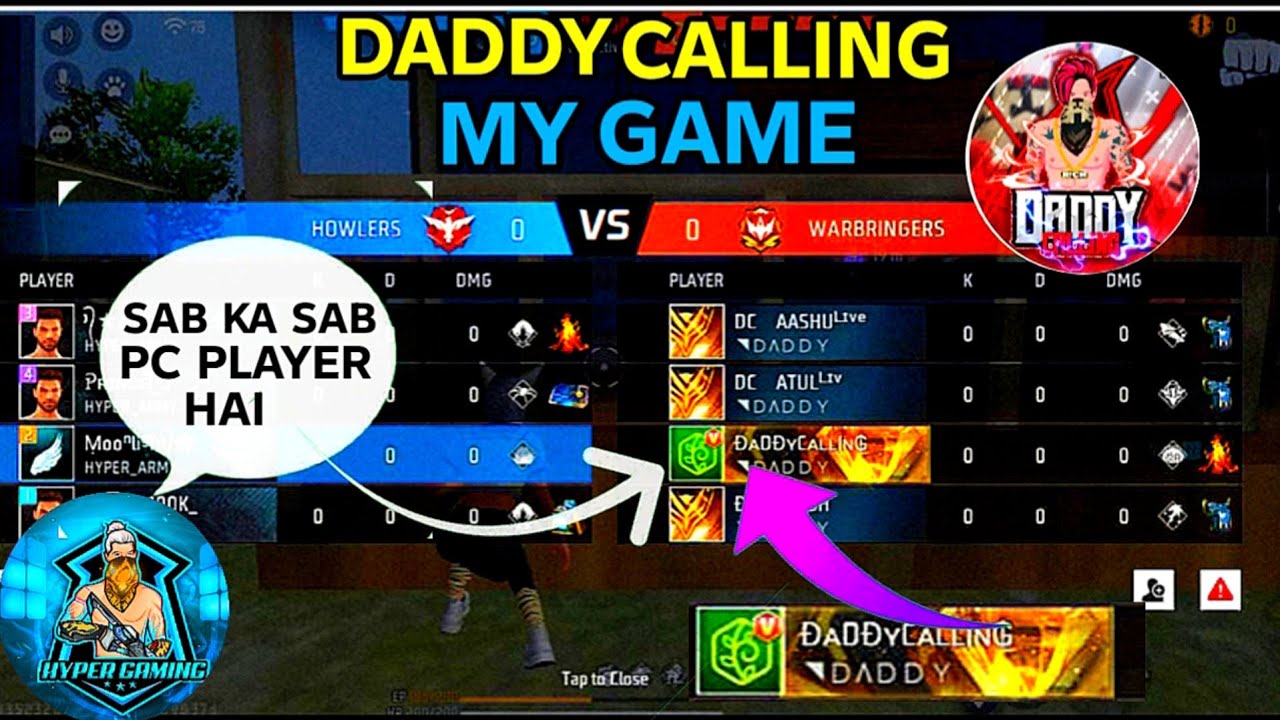 🥶DADDY CALLING IN 🤯MY GAME || MY OPPOSITE TEAM😱 4 PC PLAYER || DADDY CALLING VS 😨HYPER ARMY🤠 ...