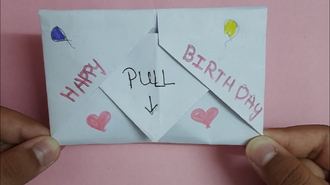 DIY - SURPRISE MESSAGE CARD | pull tab oragami card / CRAFT WITH KIARA ...