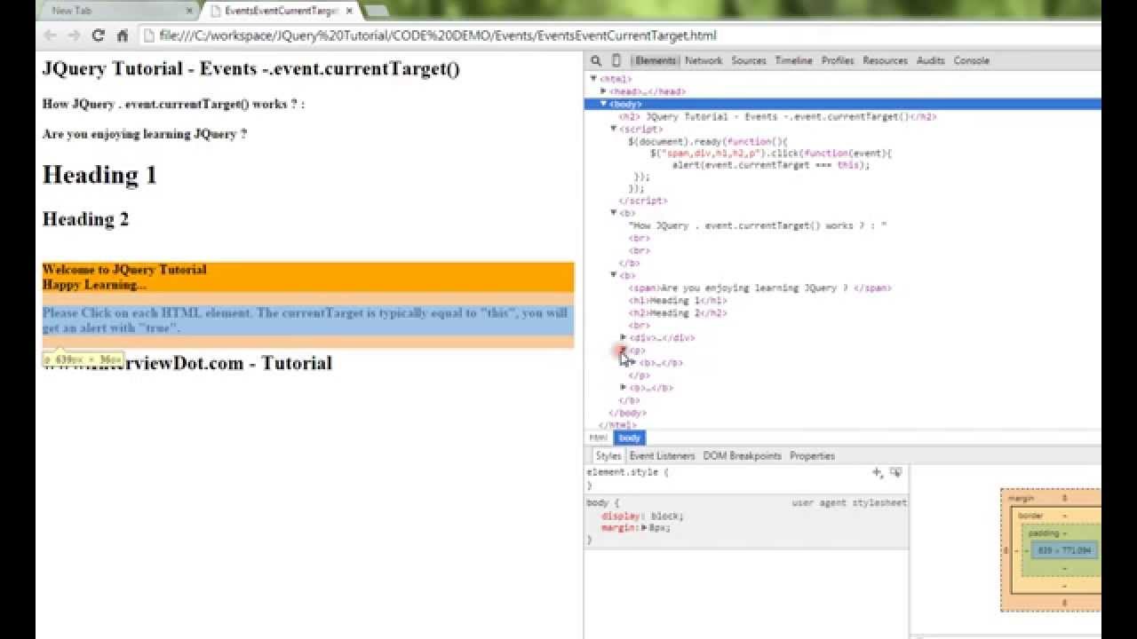 Jquery Event Currenttarget Demo Youtube