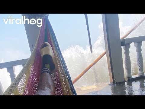 Big Wave Soaks Seashore Relaxation || ViralHog