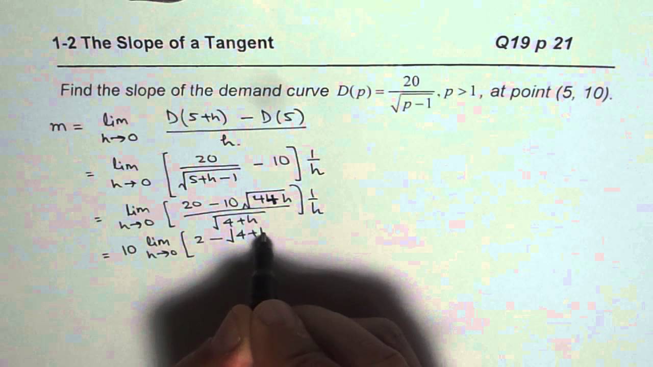 Find Slope Of Demand Function At 5 Q19 P 21 YouTube Find Slope Of Demand Function At 5 Q19 P 21 YouTube