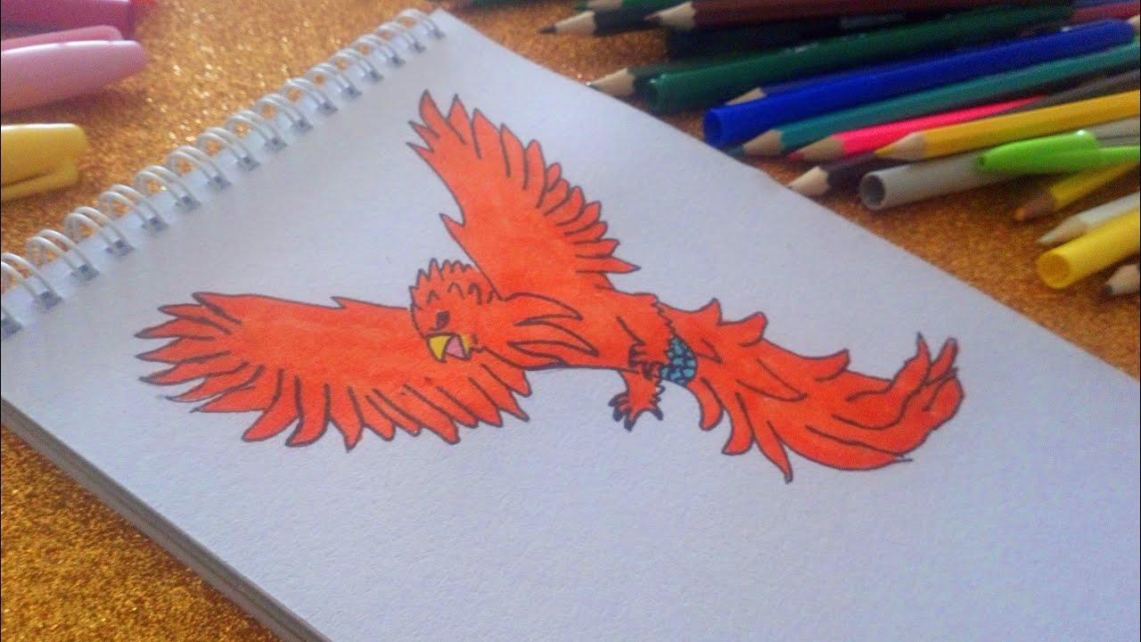 HOW TO DRAW A PHOENIX AND COLOR IT ALSO - YouTube