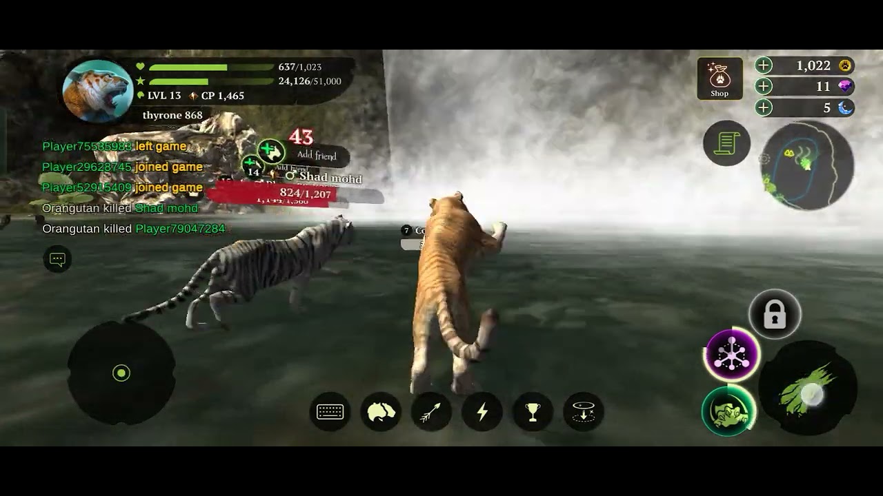 thyrone 868 I'm playing the tiger 🐅 trying to surviving in this game 💪 ...