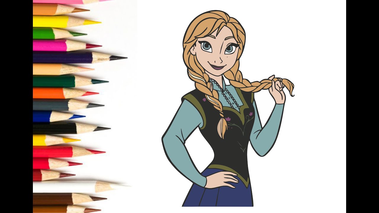 Disney Princess Coloring Book | How to Draw Anna | Disney Frozen | How ...