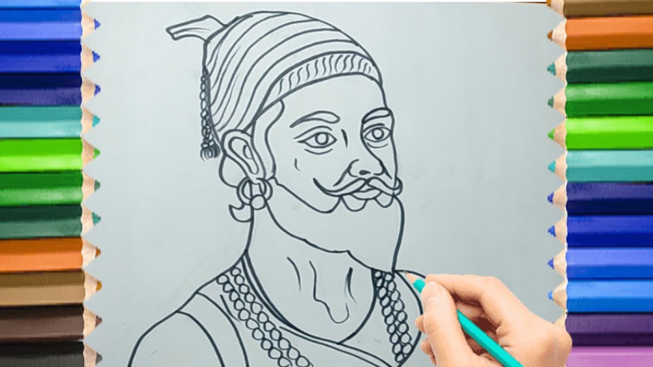 Easy drawing of Shivaji maharaj for beginners.Shivaji maharaj drawing ...
