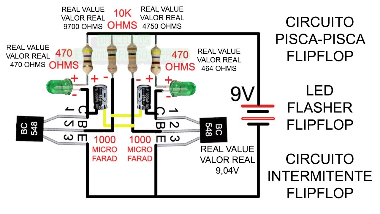 Como fazer um circuito pisca pisca. Analise e cálculos do circuito. How ...