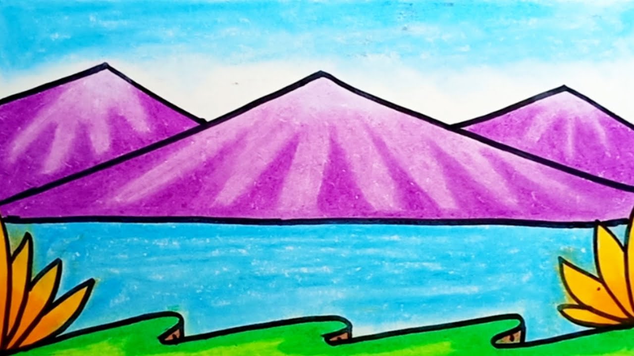 How To Draw A Sea Scenery Step By Step With Oil Pastels |Drawing Sea ...
