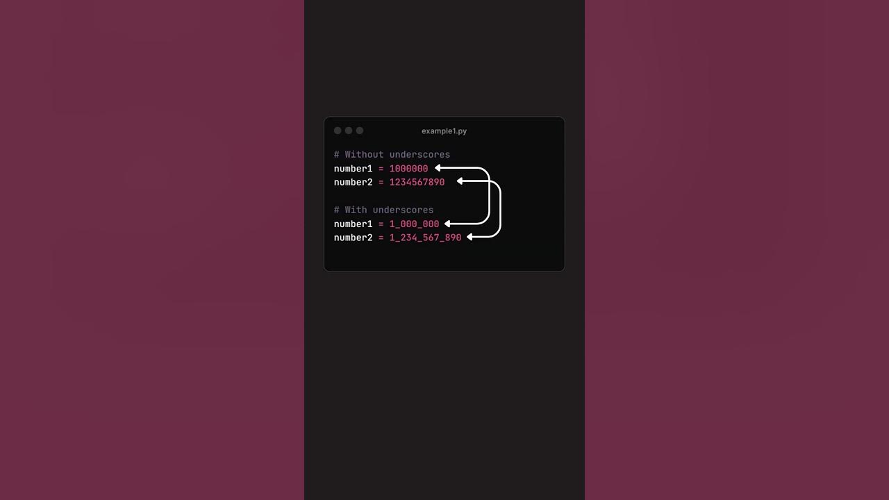 Using Underscore In Numeric Literals Programming Python Pythonprogramming Programmingtips