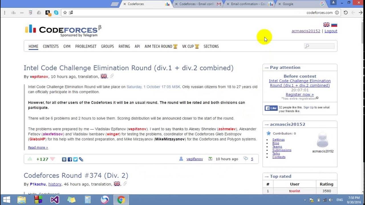 How to Create Account on Gmail and Codeforces - YouTube