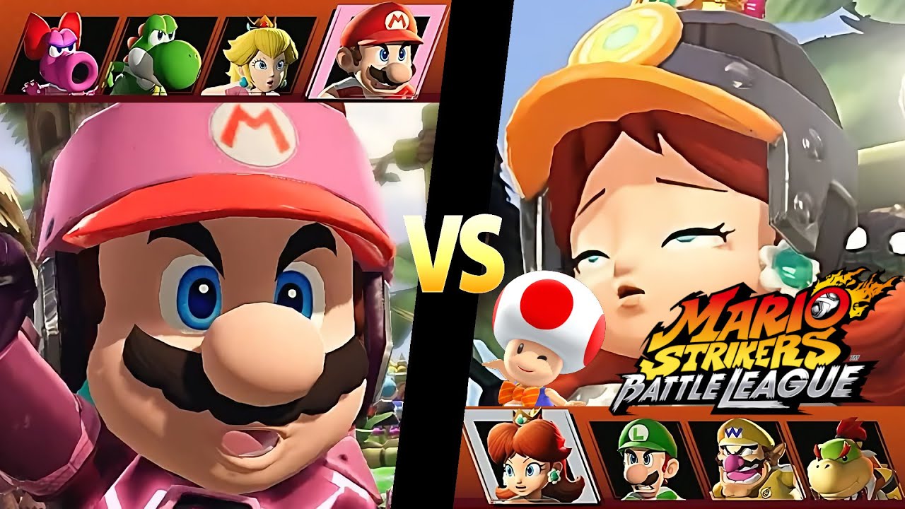 Mario Strikers Battle League Team Mario vs Team Daisy at Jungle Retreat ...
