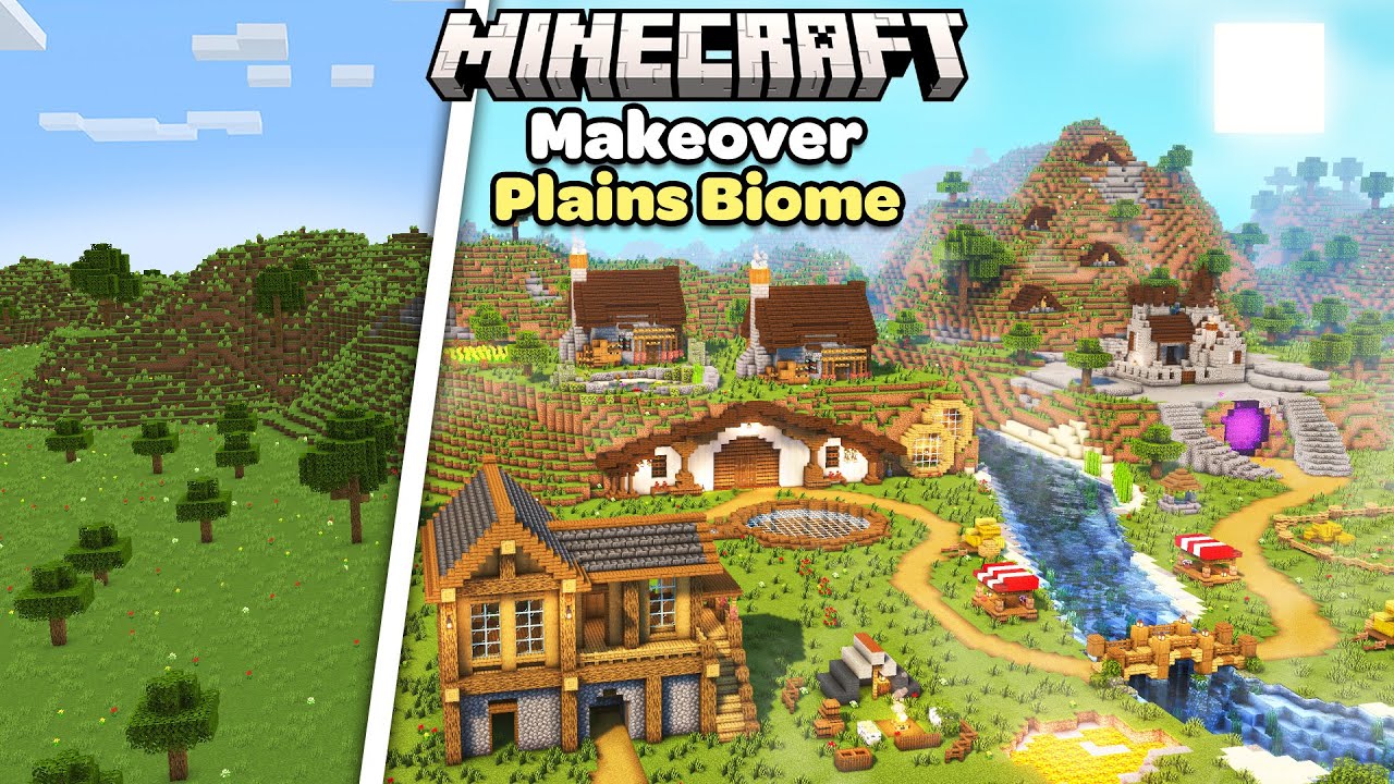 I Transformed a Plains Biome in Minecraft Makeover - YouTube