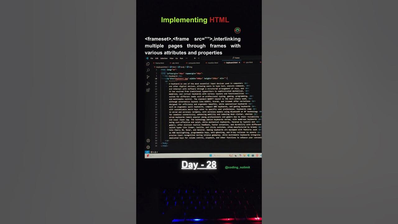 Day-28 Challenge 🎯 Html Language 👨‍💻. coding_nolimit #shorts #youtubeshorts #coding #html - YouTube