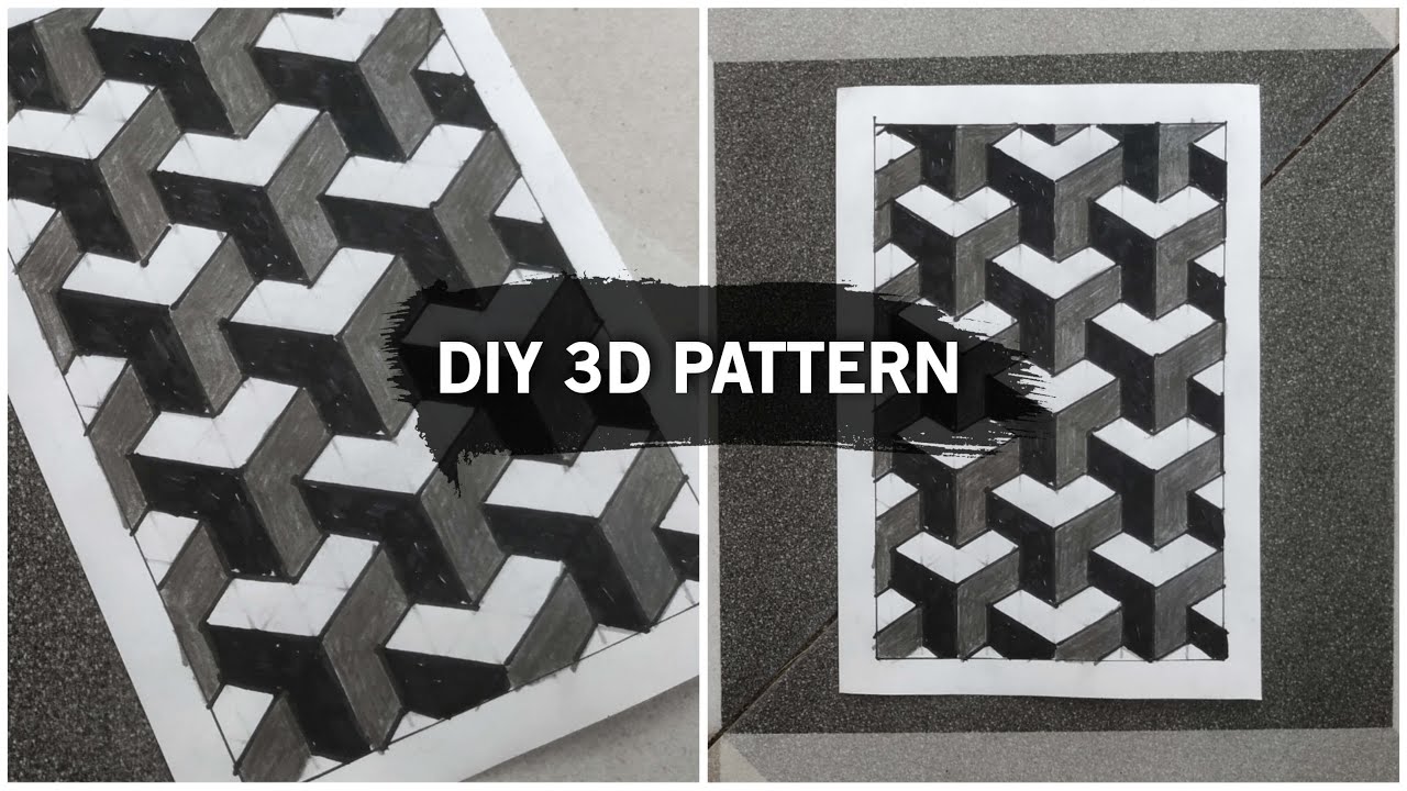 Menggambar Pola 3 Dimensi Kotak - DIY 3D Pattern - YouTube
