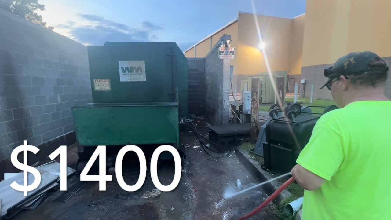 Pressure Washing Dumpster Pads! - YouTube