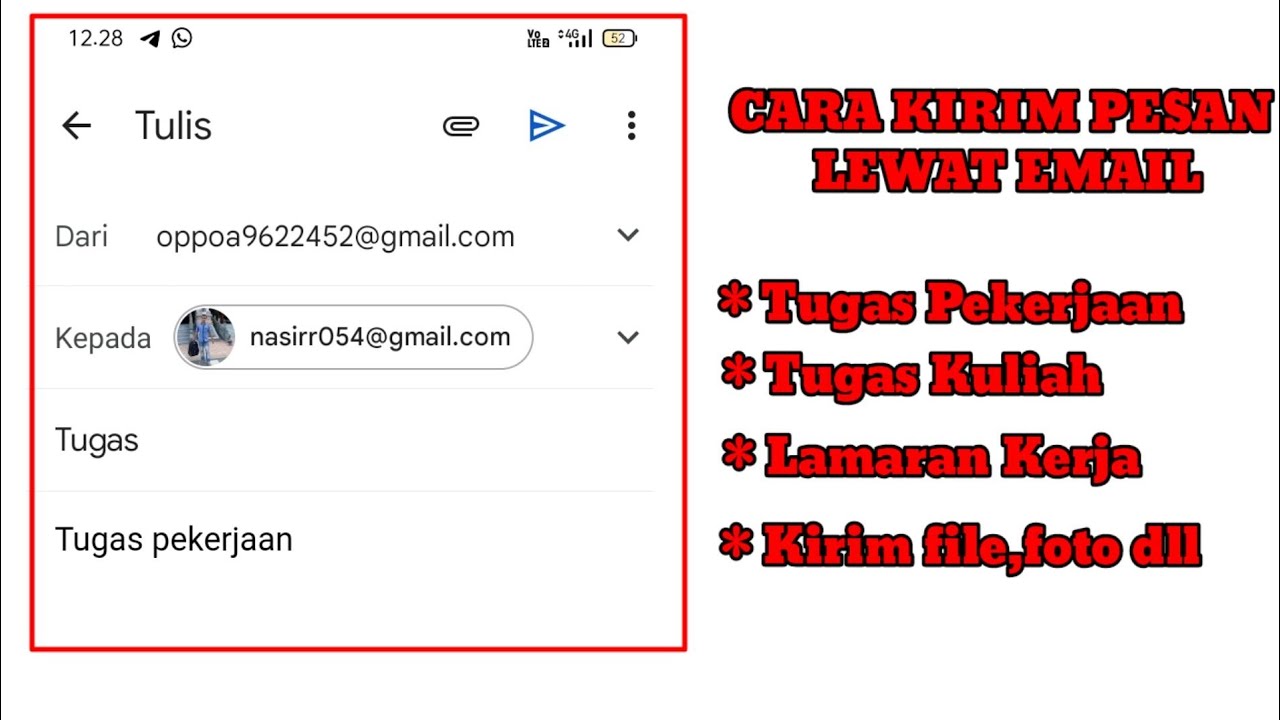 Cara kirim pesan lewat email Hp - YouTube
