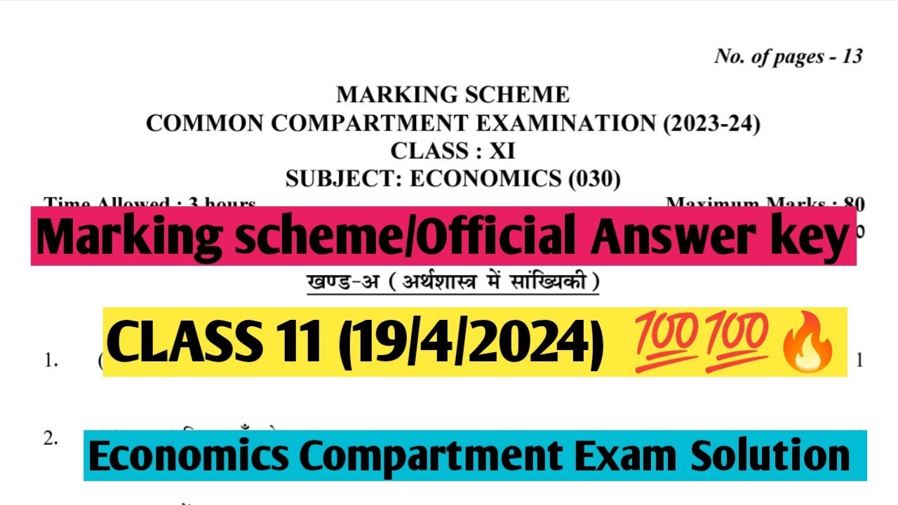 Marking scheme class XI Economics (19/4/24)Official marking scheme # ...