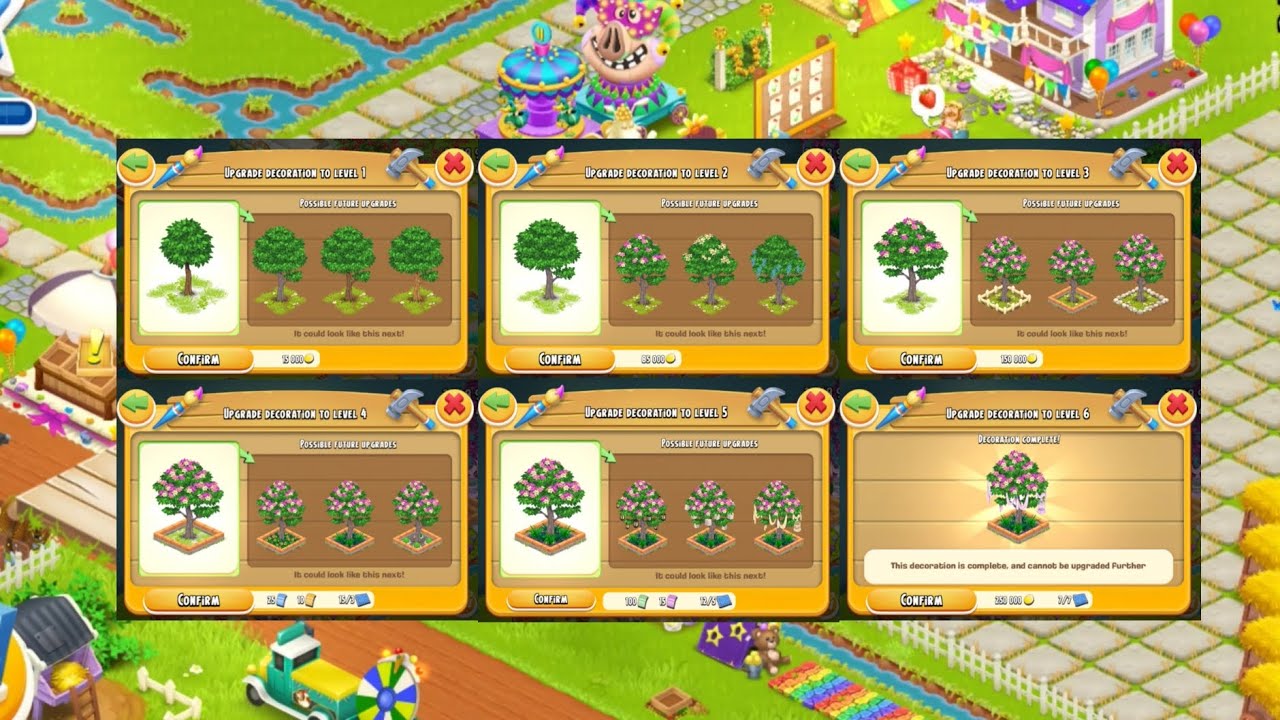 hay Day custom decorations level 1 to 6 full decorations - YouTube